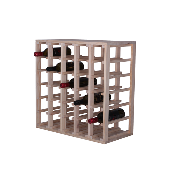 Wine Cube 30 Bottle Trellis stack rustic hardwood natural pine black ...